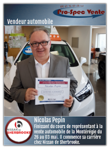 Nicolas Pepin continue sa carrière chez Nissan de Sherbrooke